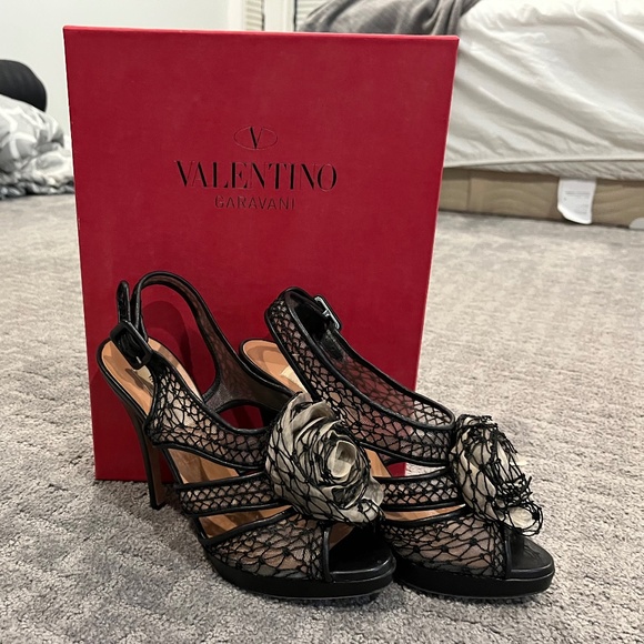 Valentino | Shoes | Valentino Black Rose Petal Heels | Poshmark